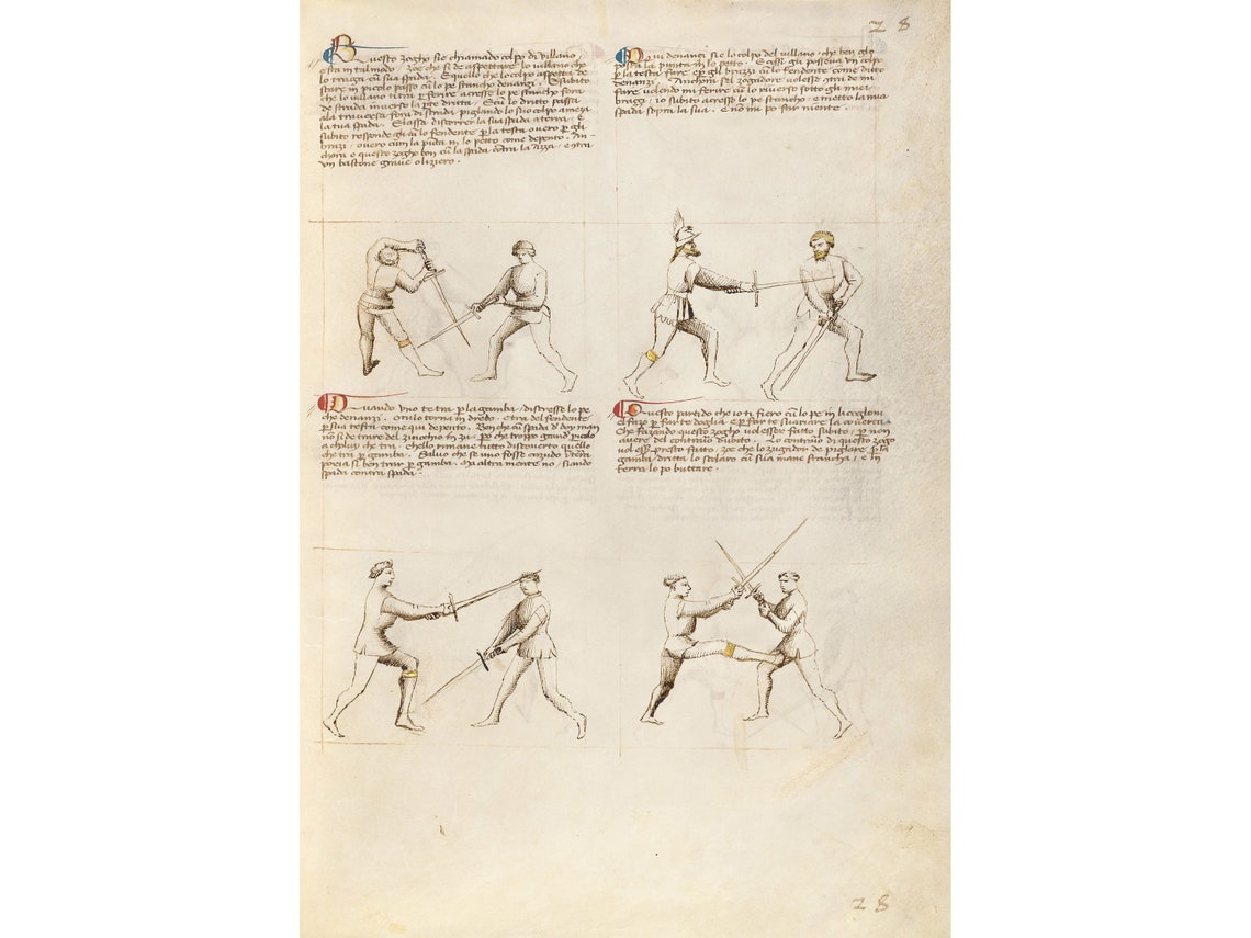 Fiore Dei Liberi : Combat With Sword / Fencing (fol. 26) (the Flower of ...