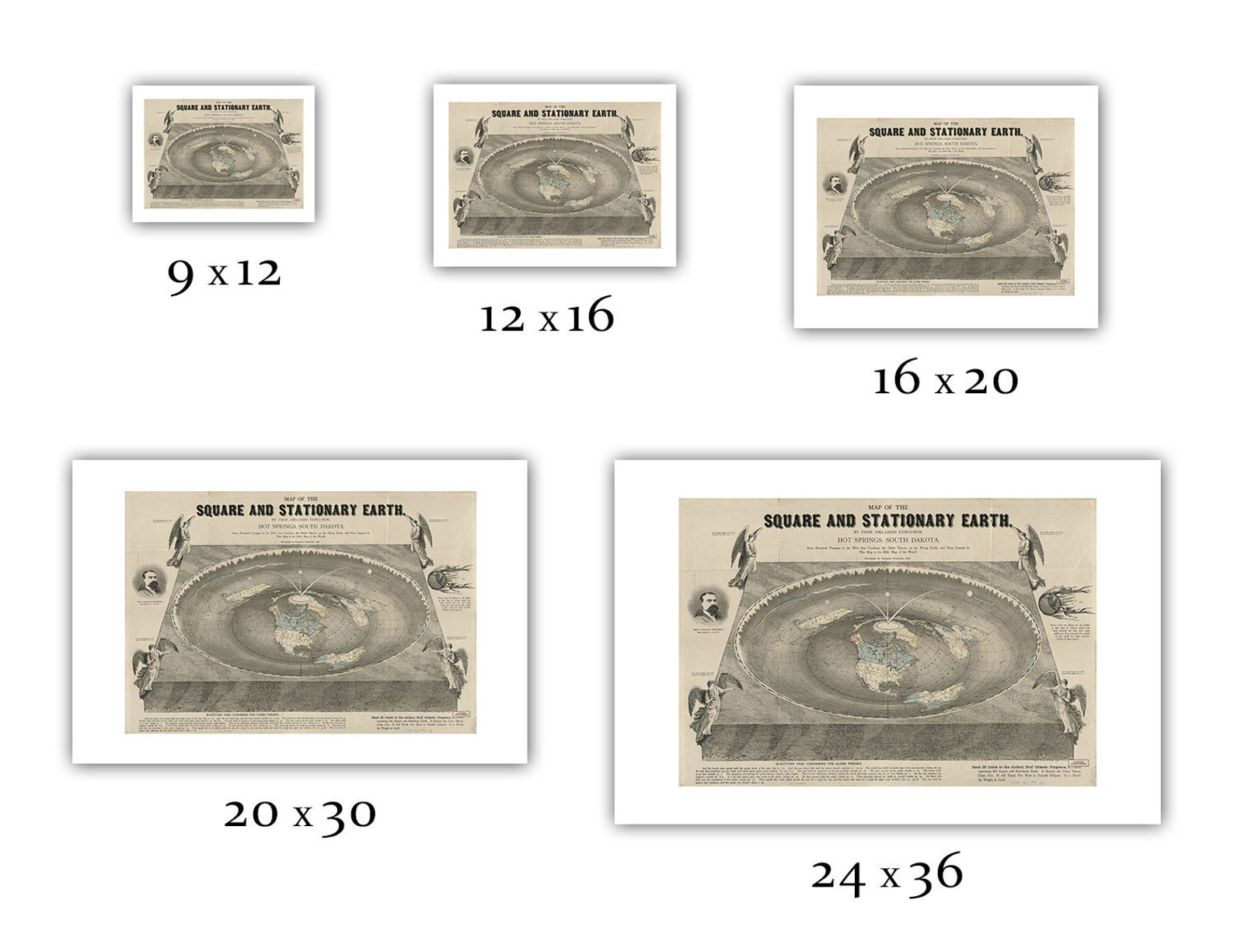 Orlando Ferguson : Map of the Square and Stationary Earth - Etsy