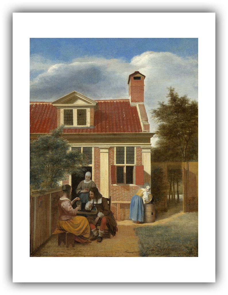 Pieter De Hooch : Figures in a Courtyard Behind a House c. - Etsy