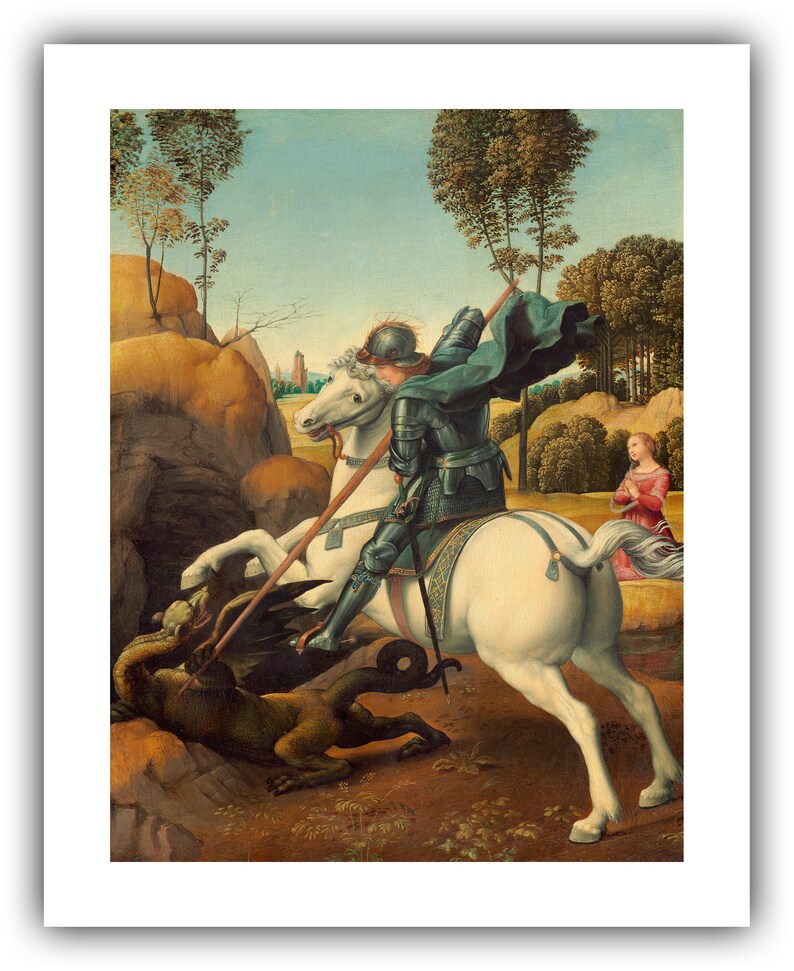 Raphael : Saint George and the Dragon (c. 1506) - Giclee Fine Art Print ...