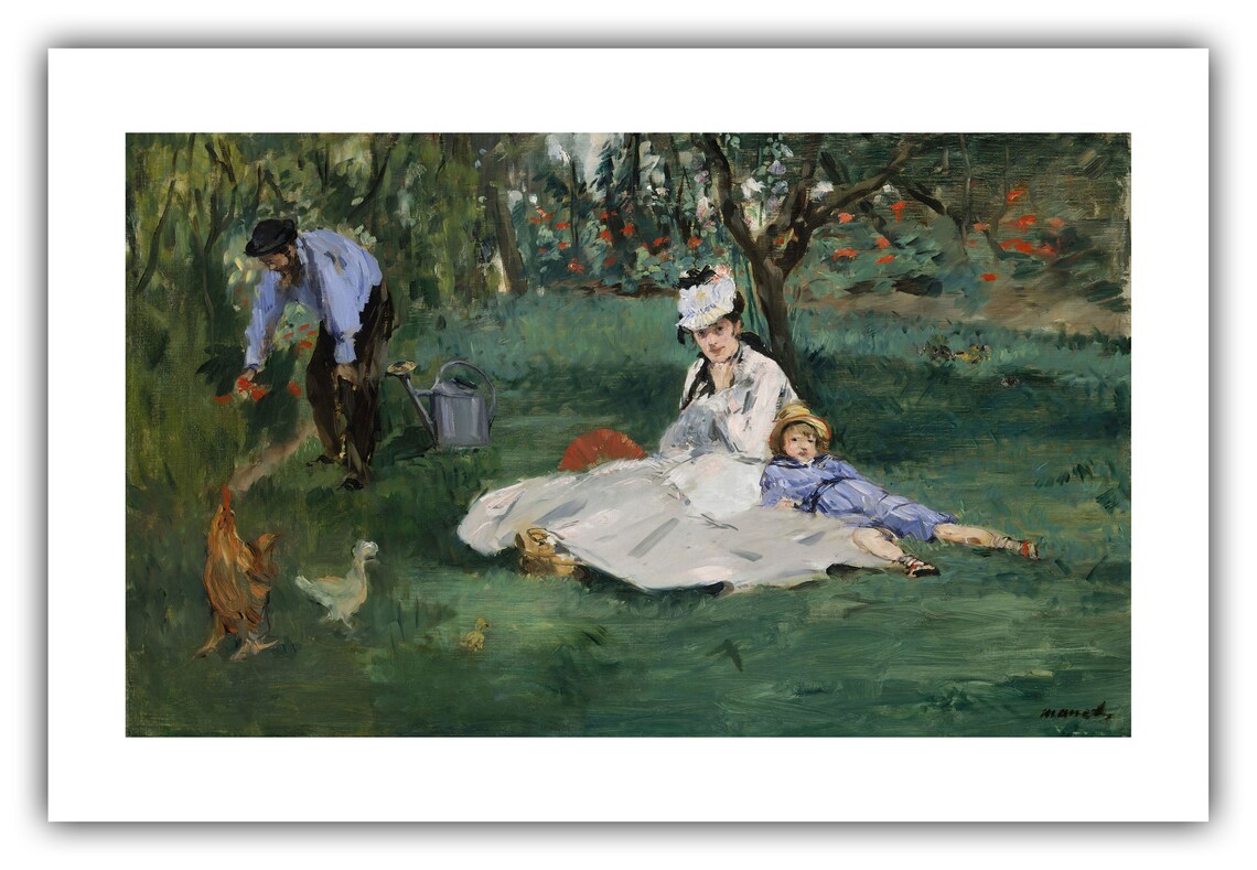 Edouard Manet : the Monet Family in Their Garden at Argenteuil - Etsy UK