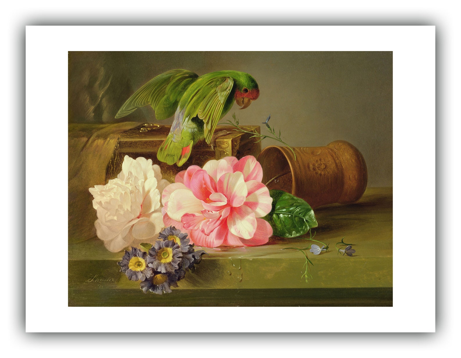 Joseph Schuster : Still Life With Parrot (1879) - Giclee Fine Art Print ...