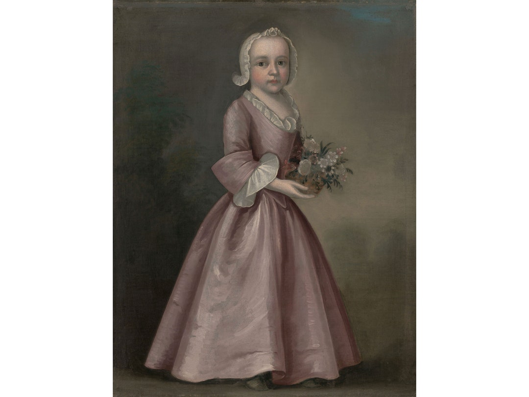 Joseph Badger : Little Girl Holding Flowers (c. 1750-1760) - Giclee ...