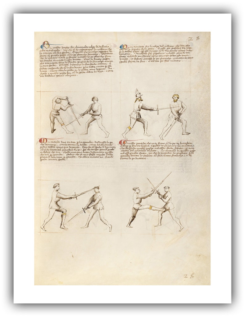 Fiore Dei Liberi : Combat With Sword / Fencing (fol. 26) (the Flower of ...