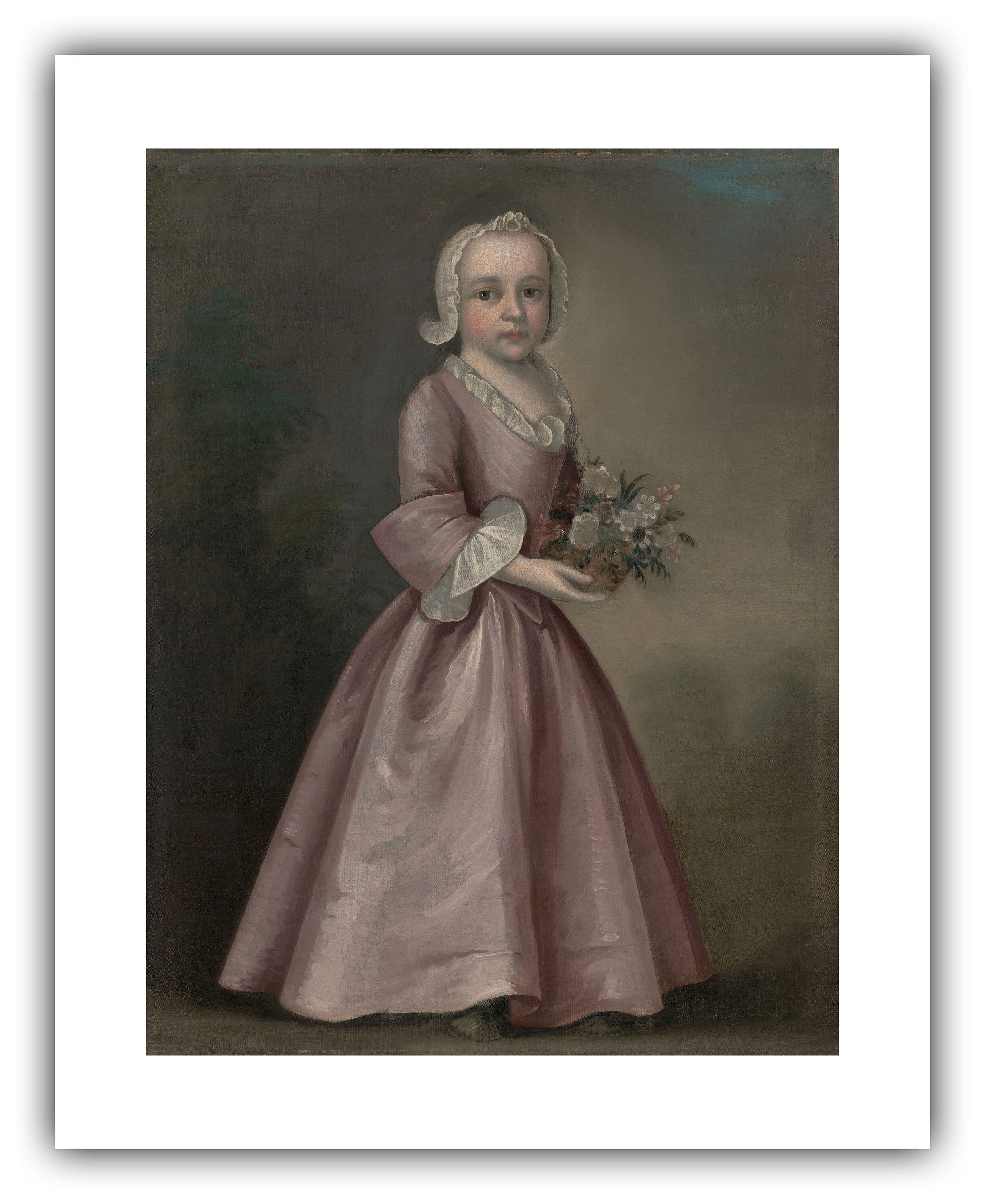 Joseph Badger : Little Girl Holding Flowers (c. 1750-1760) - Giclee ...