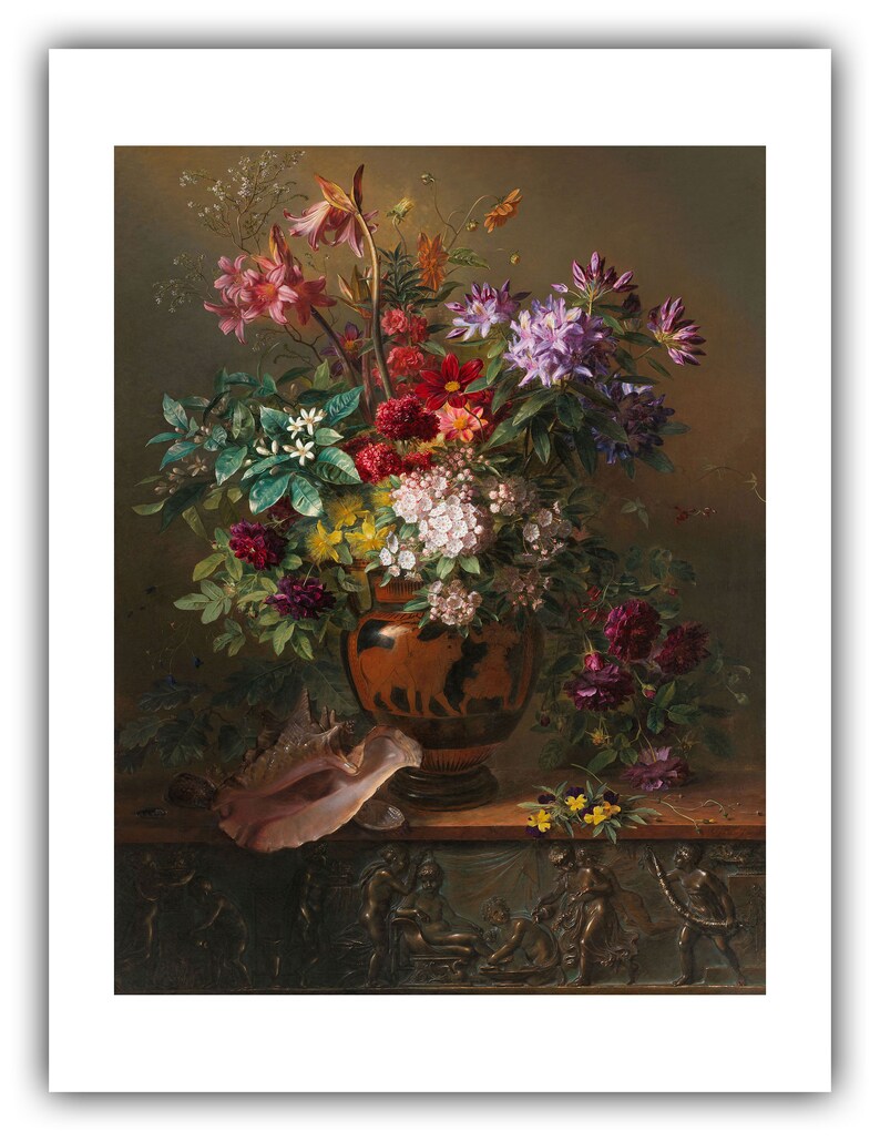 Georgius Van Os : Still Life With Flowers in a Greek Vase - Etsy
