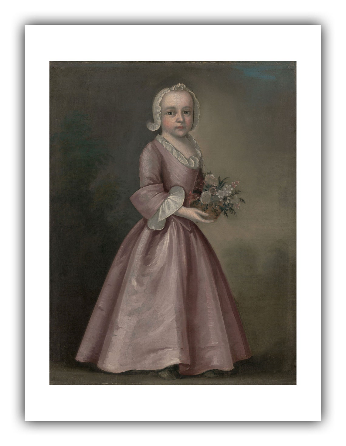 Joseph Badger : Little Girl Holding Flowers (c. 1750-1760) - Giclee ...