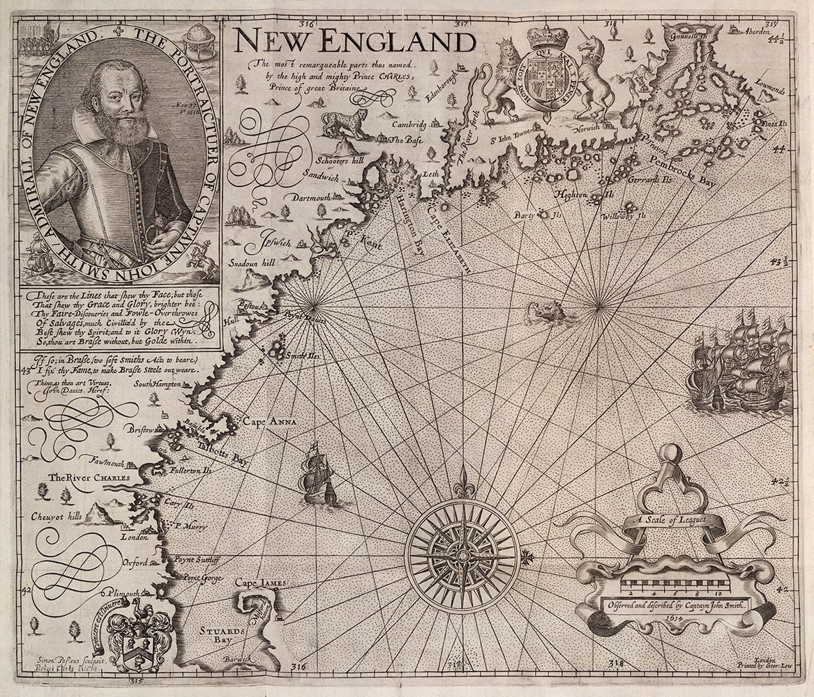 Captain John Smith : Map of New England 1616 | Etsy