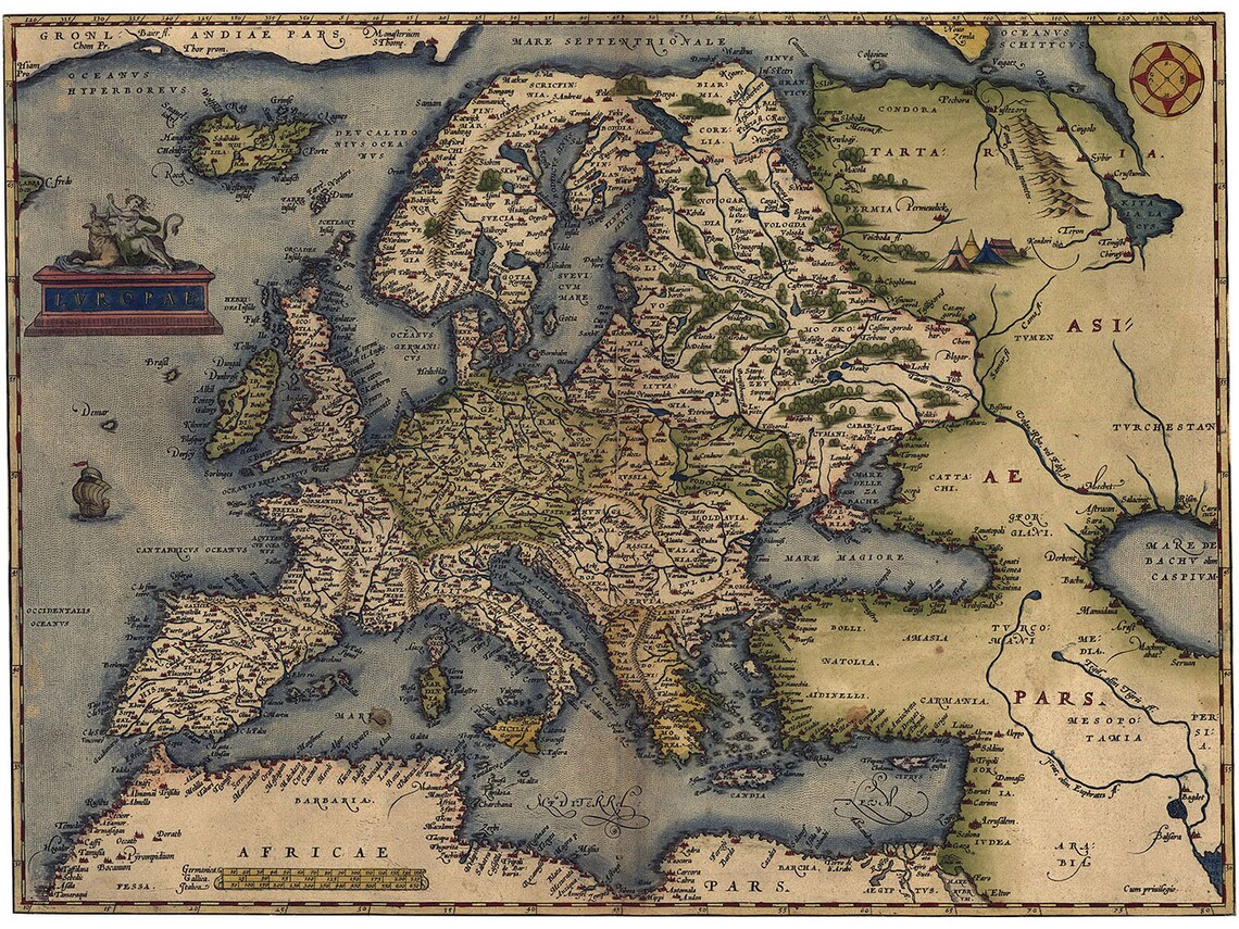 Abraham Ortelius : Map of Europe theatrum Orbis Terrarum - Etsy