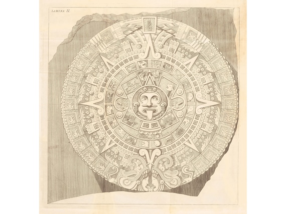 Antonio De Leon : Aztec Calendar sun Stone 1792 Giclee - Etsy