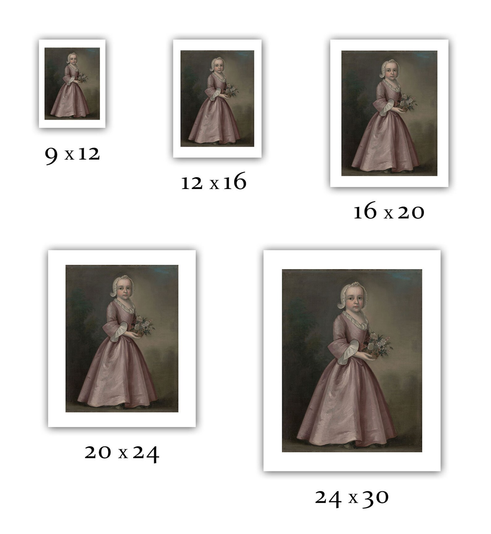 Joseph Badger : Little Girl Holding Flowers (c. 1750-1760) - Giclee ...