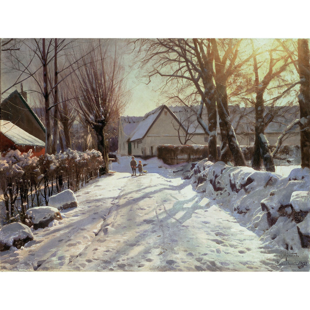 Peder Mork Monsted : First Snow (1923) - Giclee Fine Art Print - Etsy