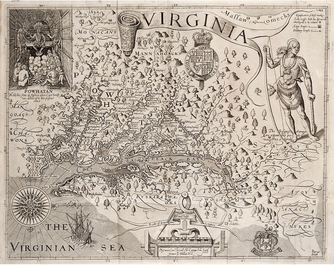 Captain John Smith : Map of Virginia 1612 Giclee Fine Art Print - Etsy