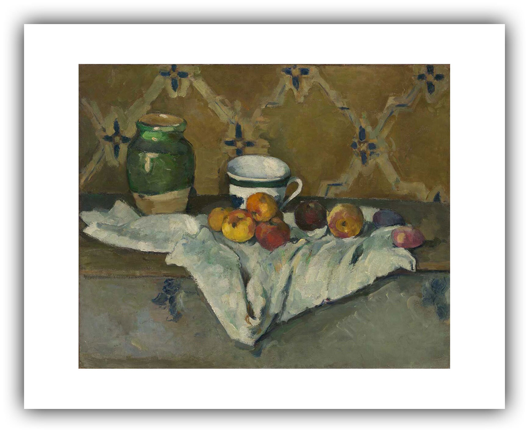 Paul Cezanne : Still Life With Jar, Cup and Apples (c. 1877) - Giclee ...