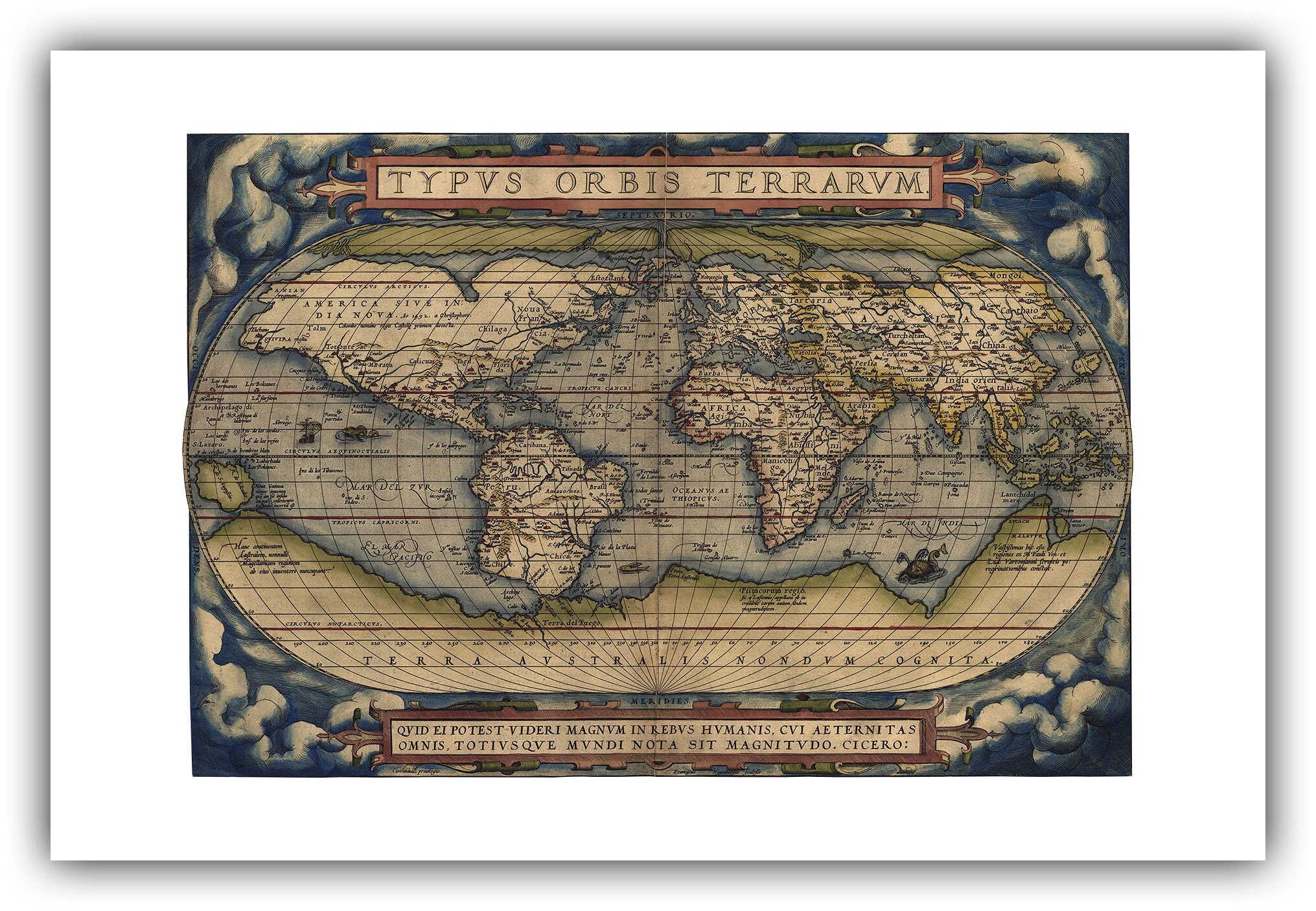 Abraham Ortelius : Typus Orbis Terrarum map of the World - Etsy Canada