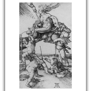 Albrecht Durer : Witch Riding Backwards on a Goat (c. 1500) - Giclee ...