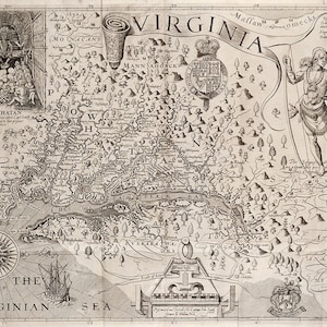 Captain John Smith : Map of Virginia 1612 Giclee Fine Art - Etsy
