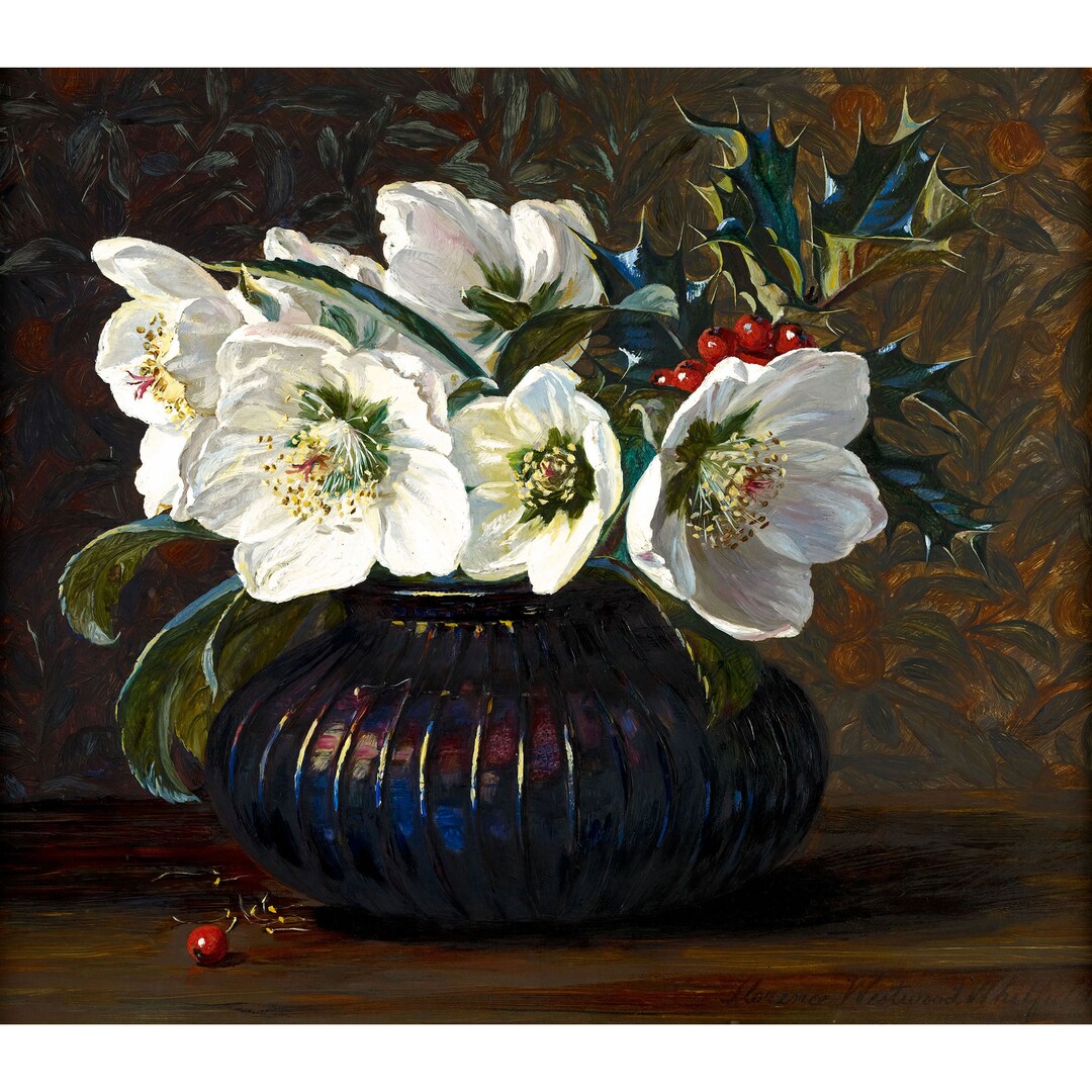 Florence Westwood Whitfield : Christmas Roses (1880) - Giclee Fine Art ...