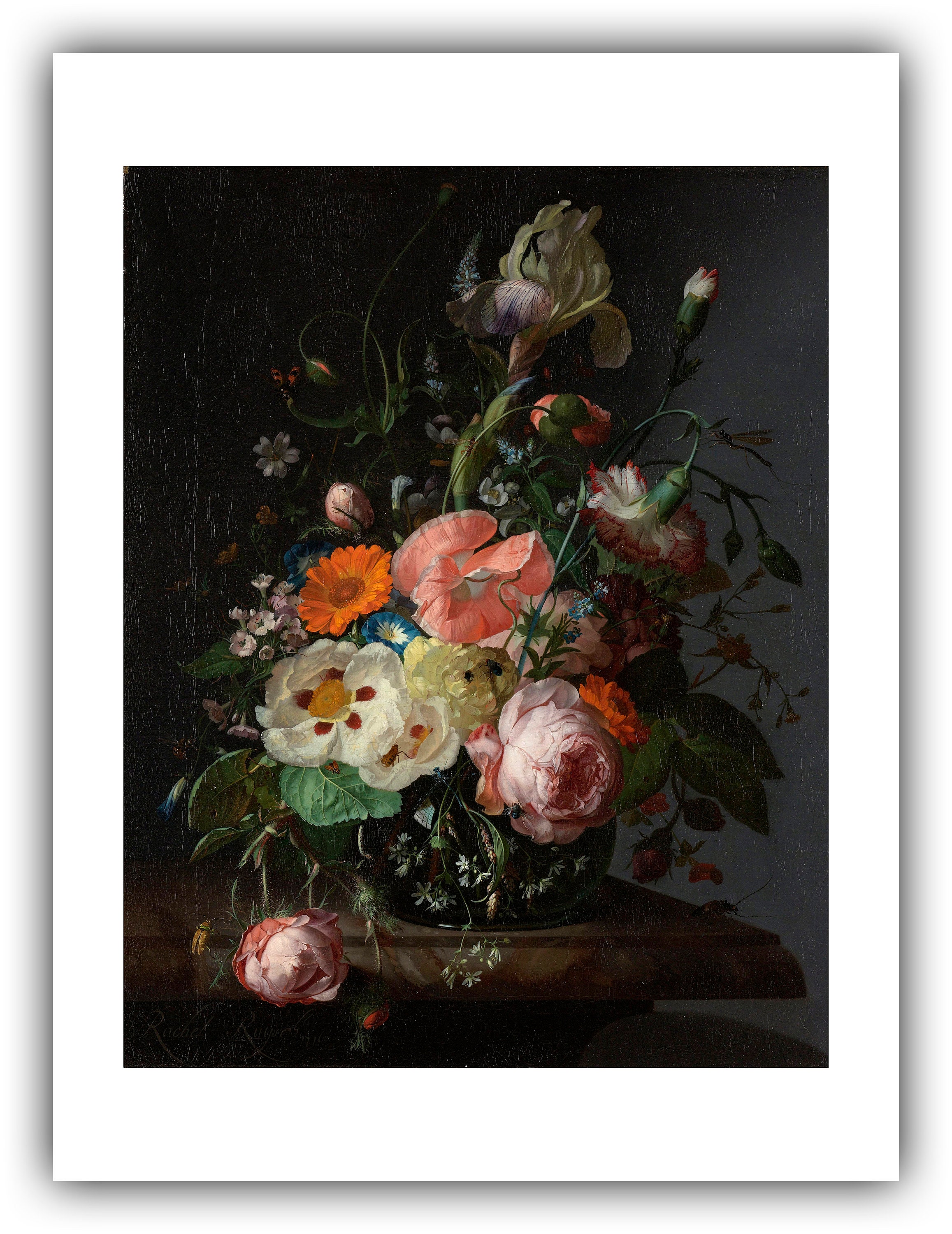 Rachel Ruysch : still Life With Flowers on a Marble | Etsy