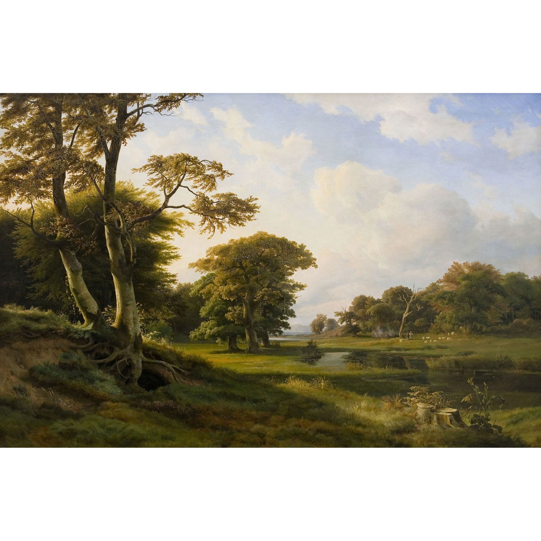 Johann Hermann Carmiencke : Forest Landscape at Hellebaek. Fall (1841 ...