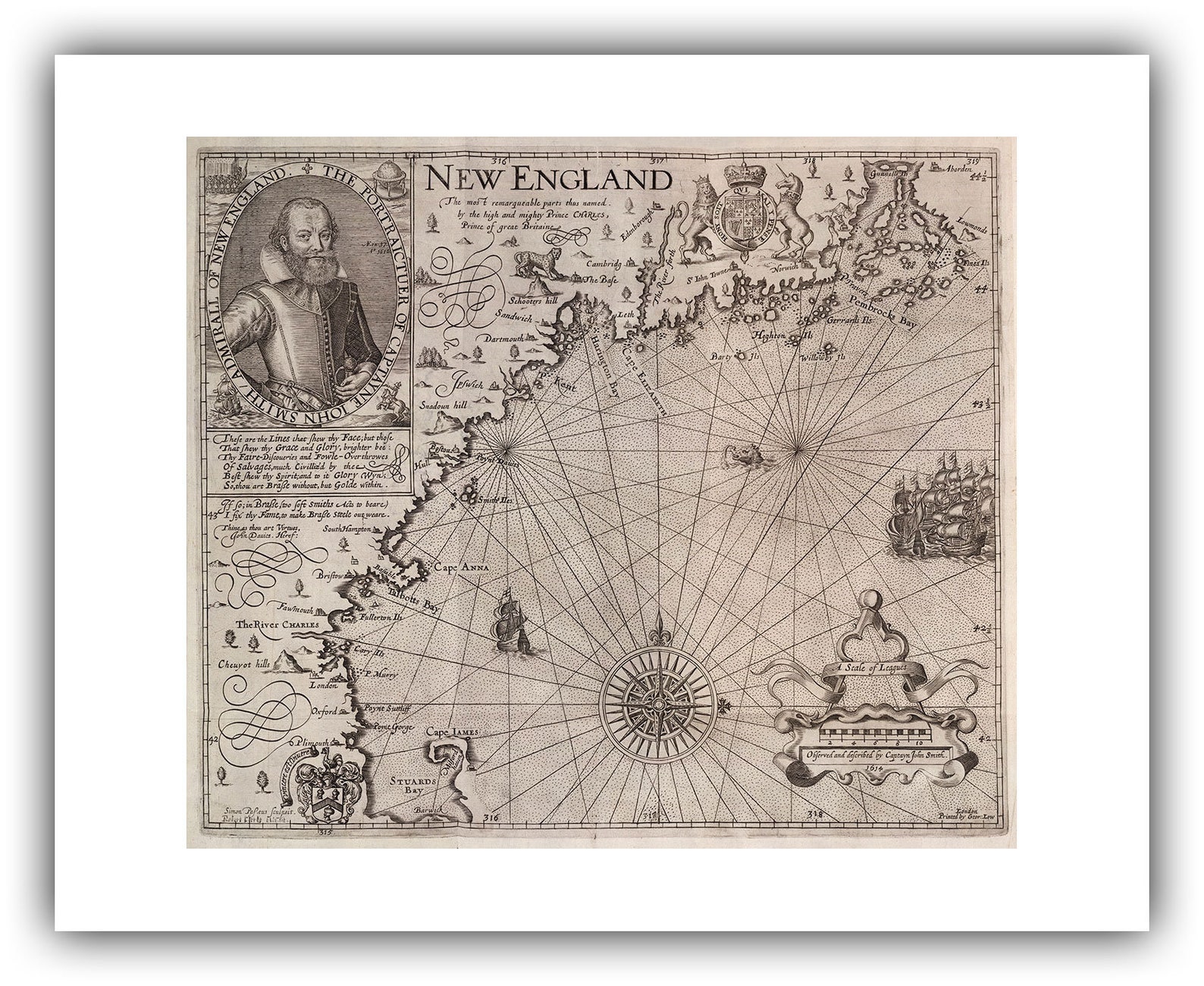 Captain John Smith : Map of New England 1616 Giclee Fine - Etsy