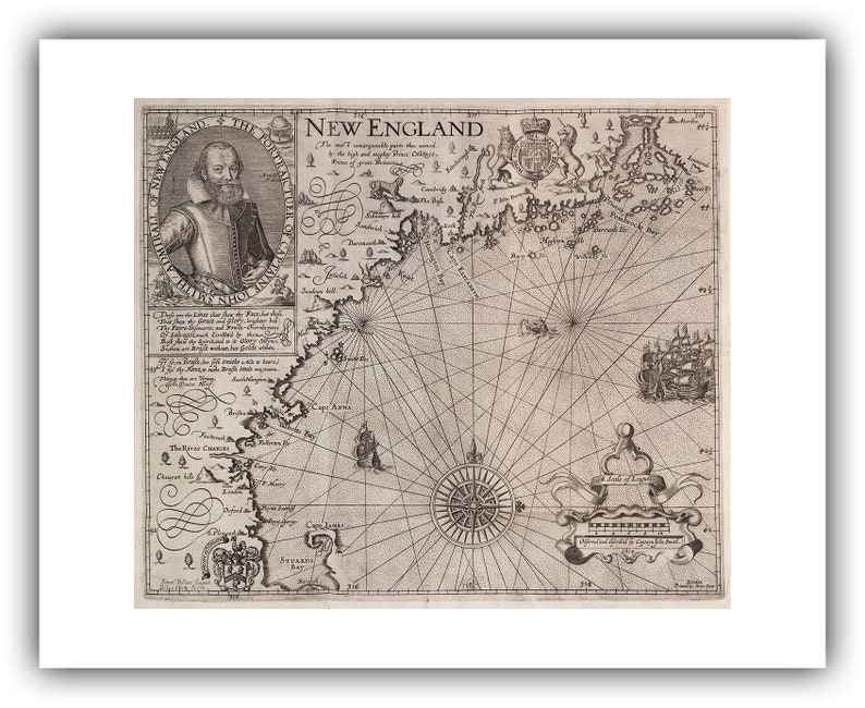 Captain John Smith : Map of New England 1616 Giclee Fine - Etsy