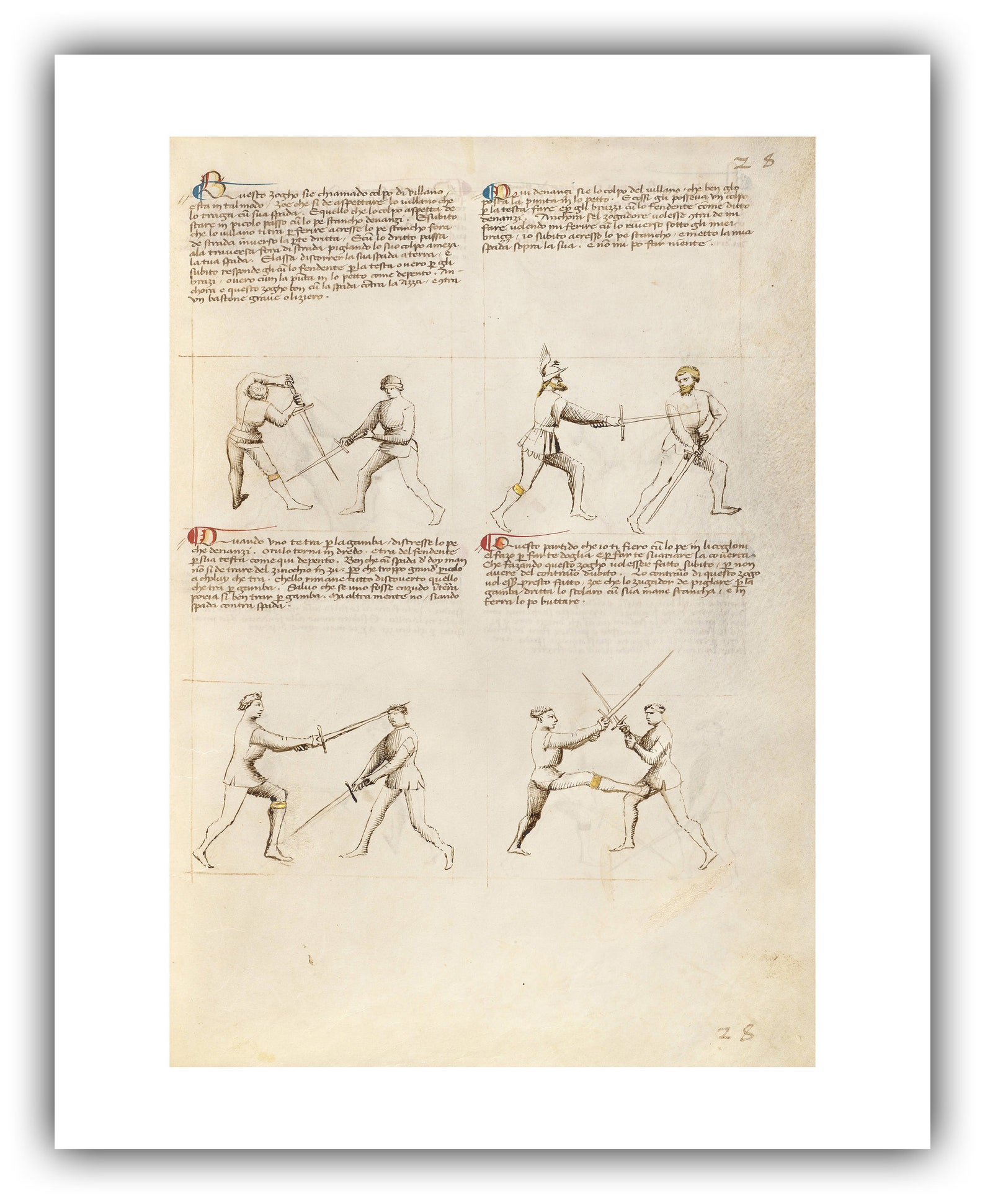 Fiore Dei Liberi : Combat With Sword / Fencing (fol. 26) (the Flower of ...