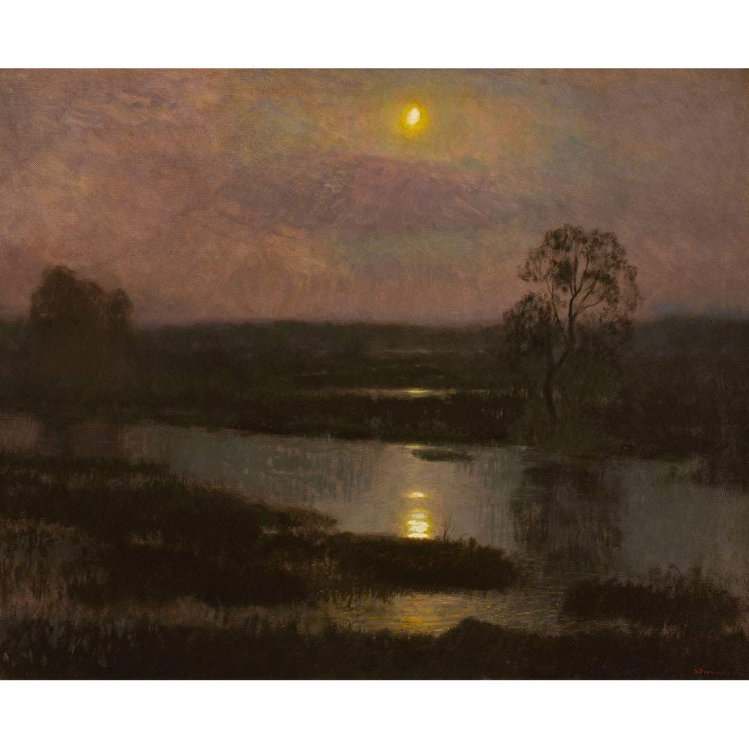 Stefan Popowski : Moonlit Night (1909) - Giclee Fine Art Print - Etsy