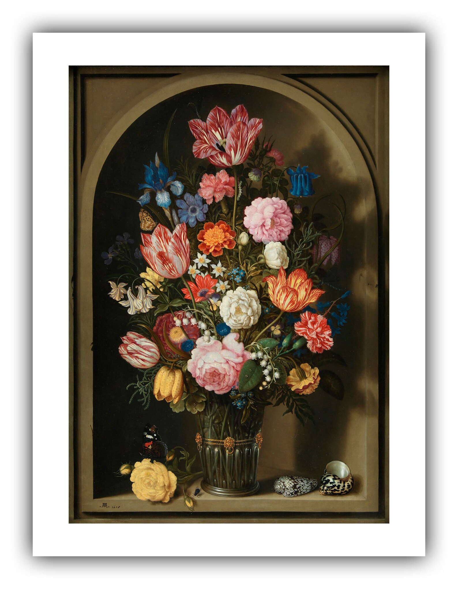 Ambrosius Bosschaert Still Life : Bouquet of Flowers in a Stone Niche ...