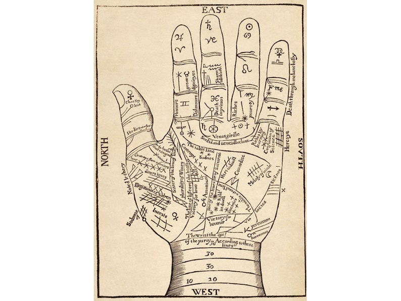 Richard Saunders : Palmistry/chiromancy Chart 1653 Giclee - Etsy