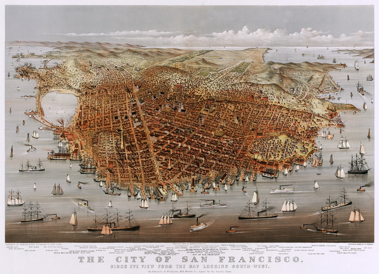 Currier and Ives : Perspective Map of the City of San - Etsy