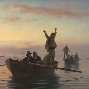 Anton Dorph : Hornfish Fishing With Drift Seine. Early Morning (1880 ...