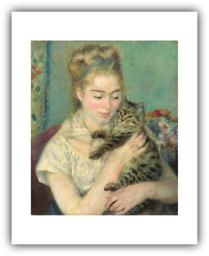 Pierre-auguste Renoir : woman With a Cat c. 1875 | Etsy