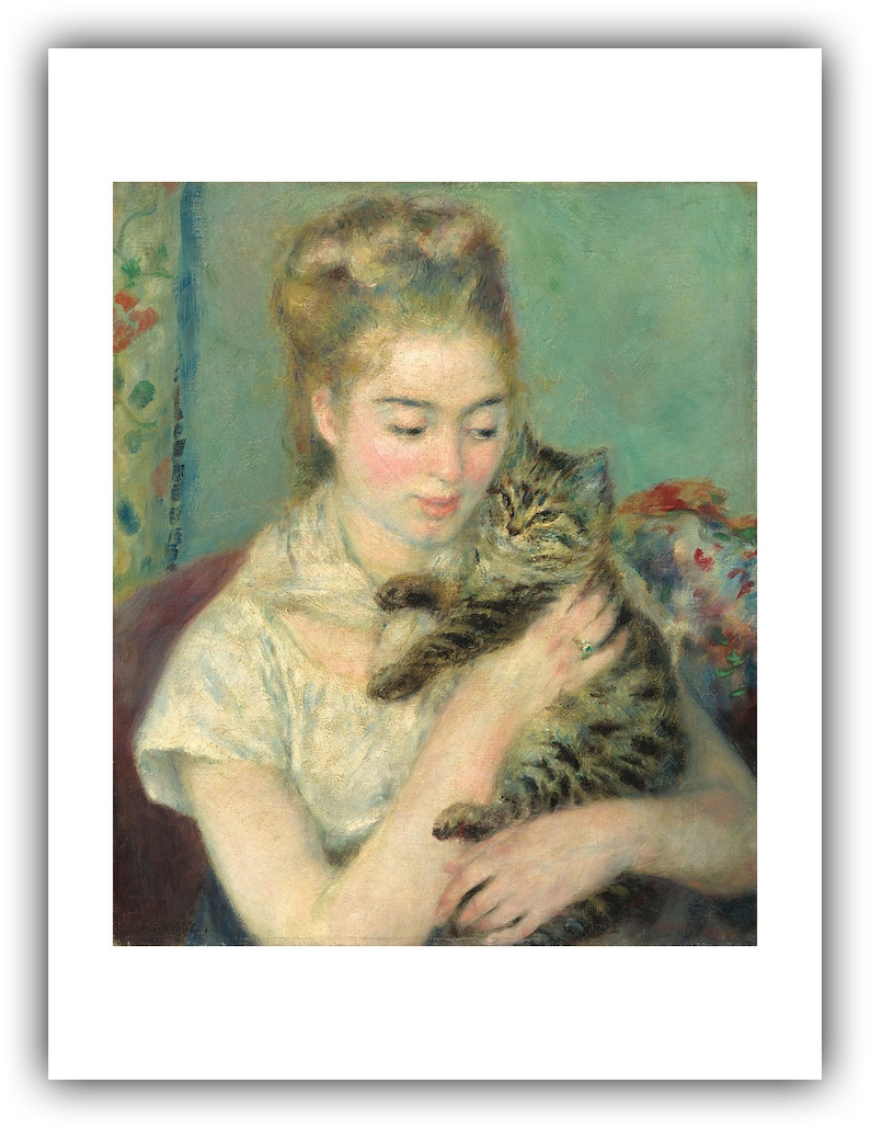 Pierre-auguste Renoir : woman With a Cat c. 1875 | Etsy