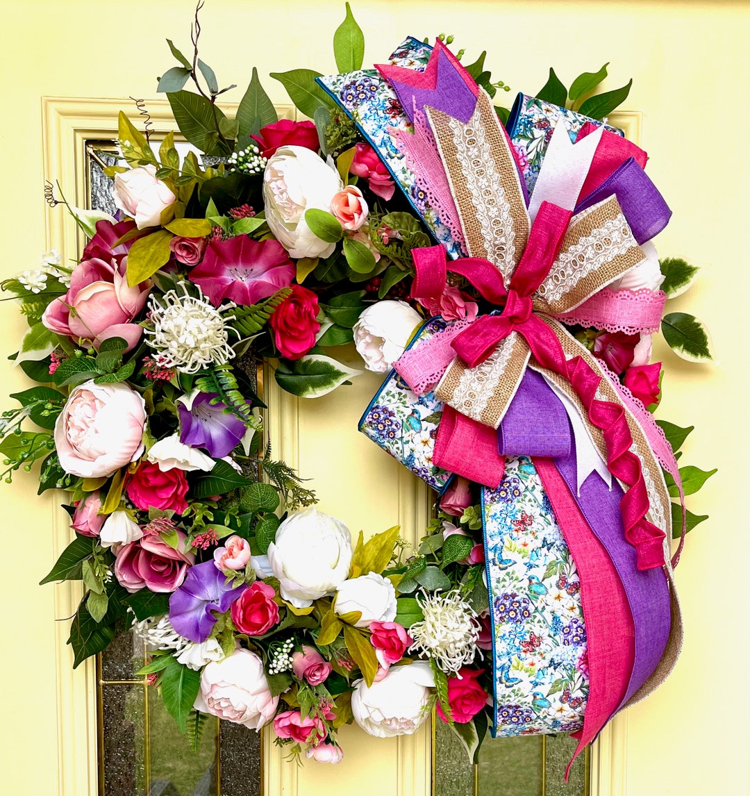 Summer Wreath for Front Door Florals Indoor Outdoor Birthday Gift ...