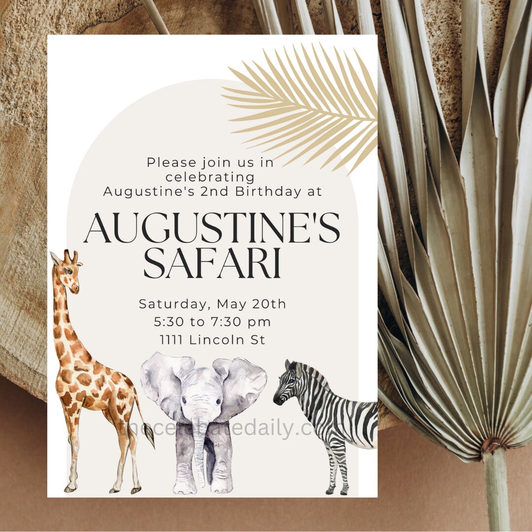 Editable Safari Birthday Party Invitation, Safari Invitation, Baby ...
