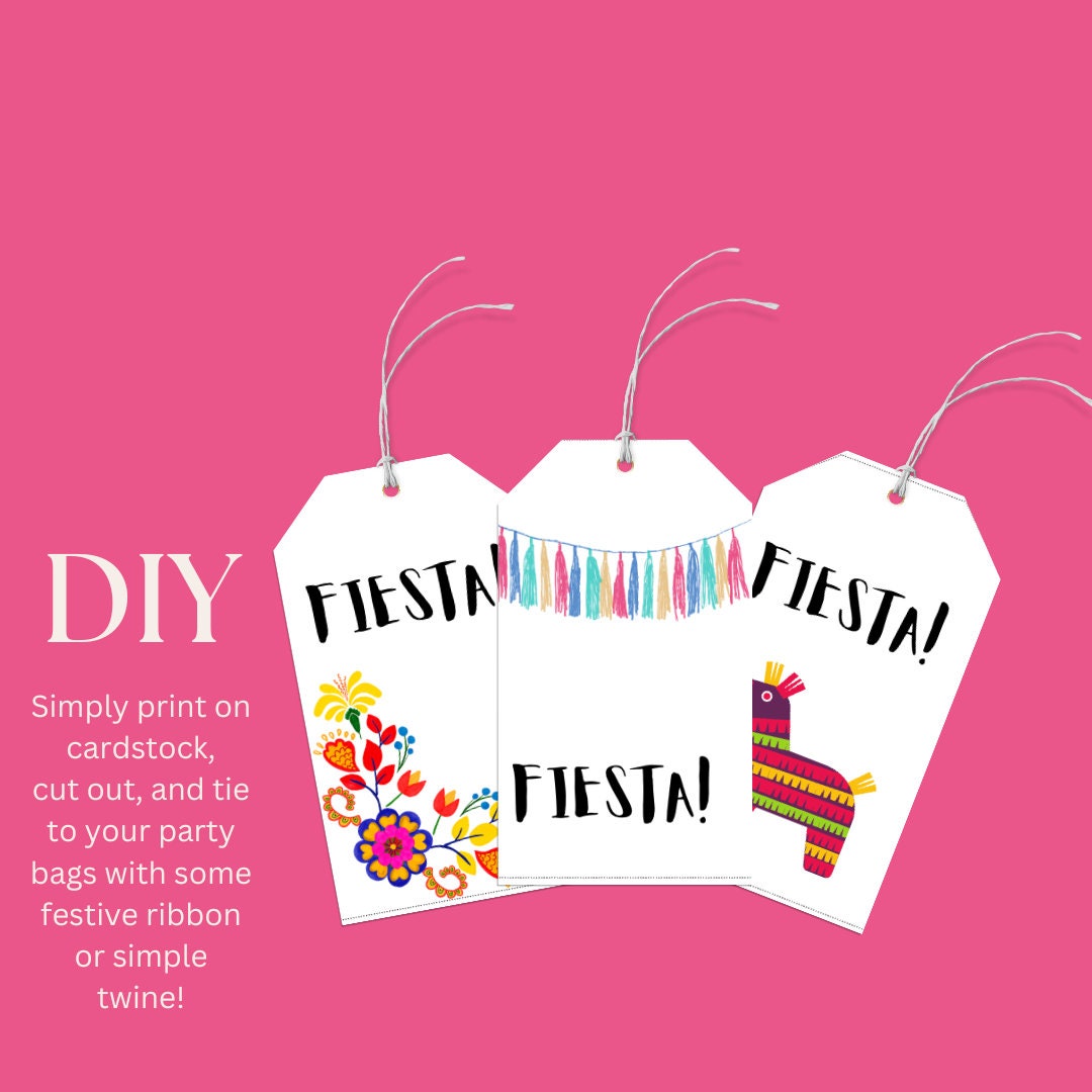 Printable Fiesta Party Favor Tags Fiesta Themed Baby Shower Tags Thank ...