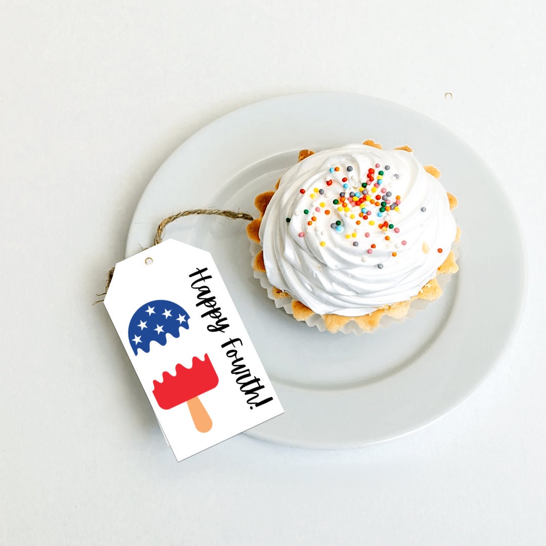 Printable Party Favor Tag - "happy Fourth!" With Red, White, and Blue ...