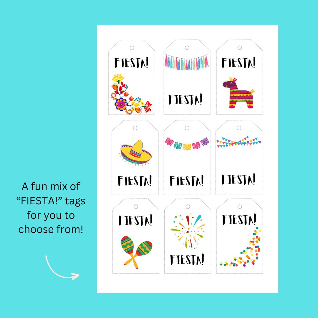 Printable Fiesta Party Favor Tags Fiesta Themed Baby Shower Tags Thank ...