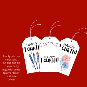 Fourth of July Party Printable Favor Tag, Party Favors, Fourth of July ...