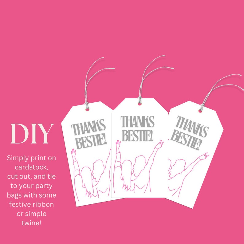 Instant Download Printable Party Favor Tags - "thanks Bestie!" - Etsy
