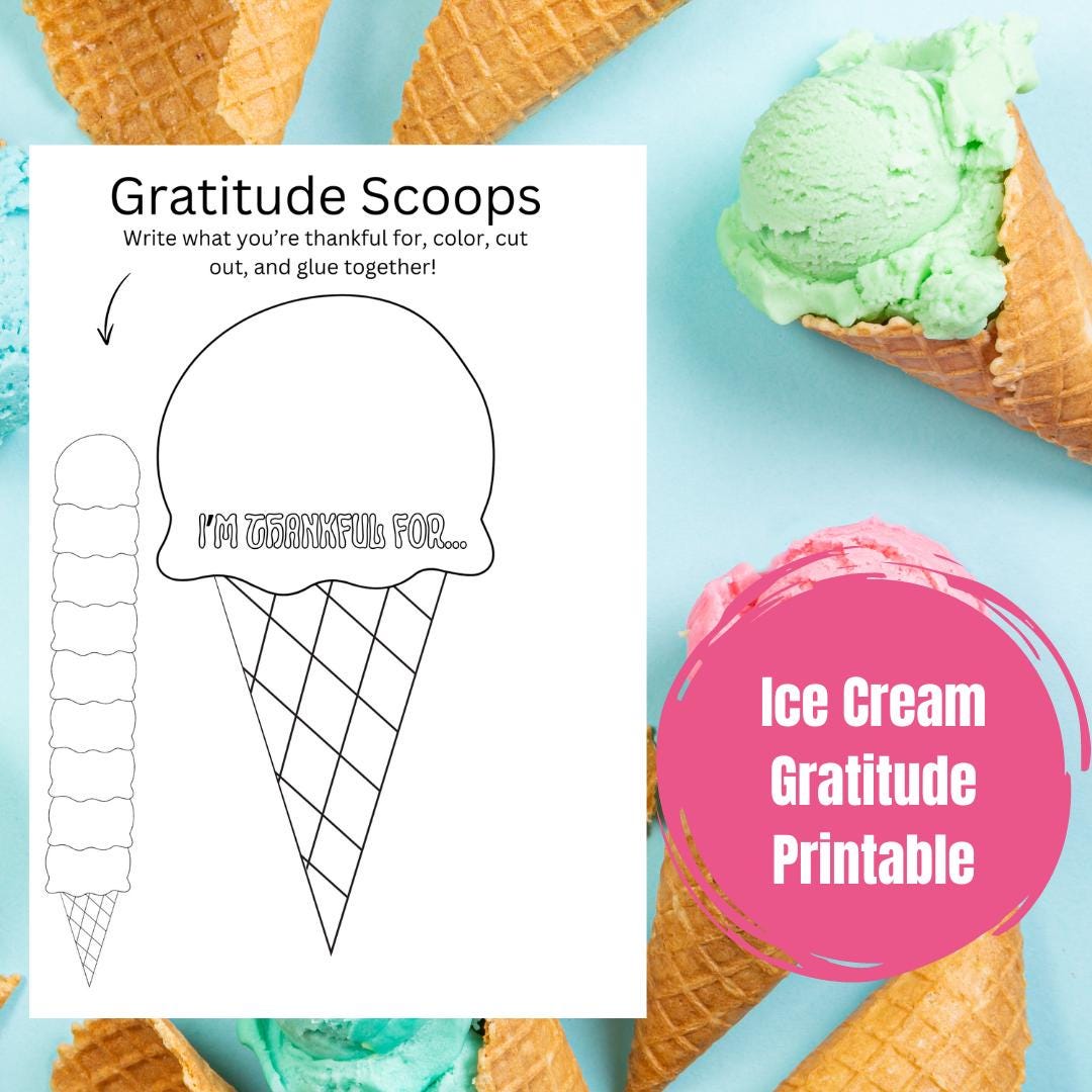 Ice Cream Scoops Printable | Gratitude Practice Art | Digital Download ...
