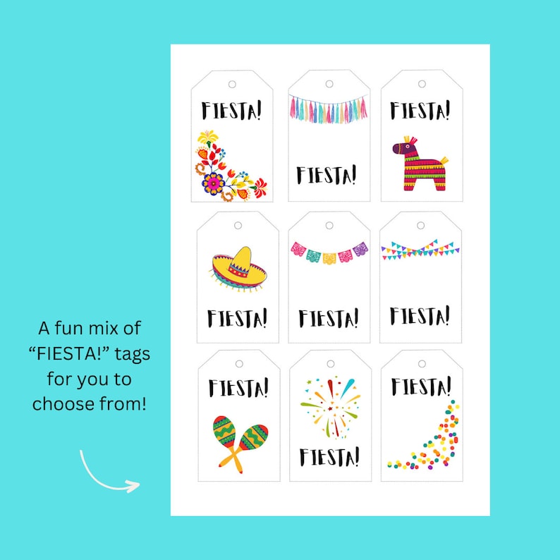 Printable Fiesta Party Favor Tags Fiesta Themed Baby Shower Tags Thank ...