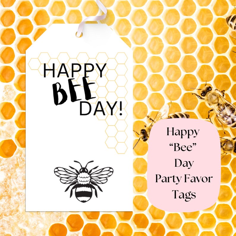 Printable Bee Party Favor Tags - Happy Bee Day - Etsy