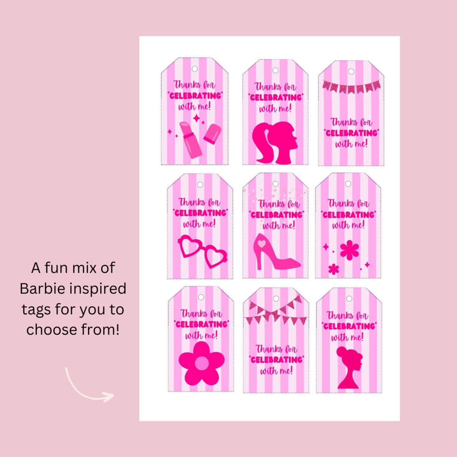 Printable Barbie Party Favor Tags Barbie Thank You Party Tags - Etsy