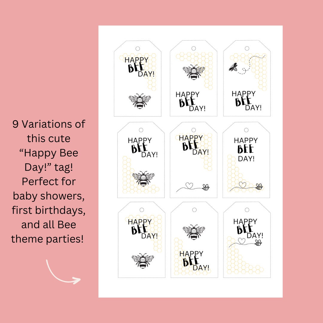 Printable Bee Party Favor Tags - Happy Bee Day - Etsy