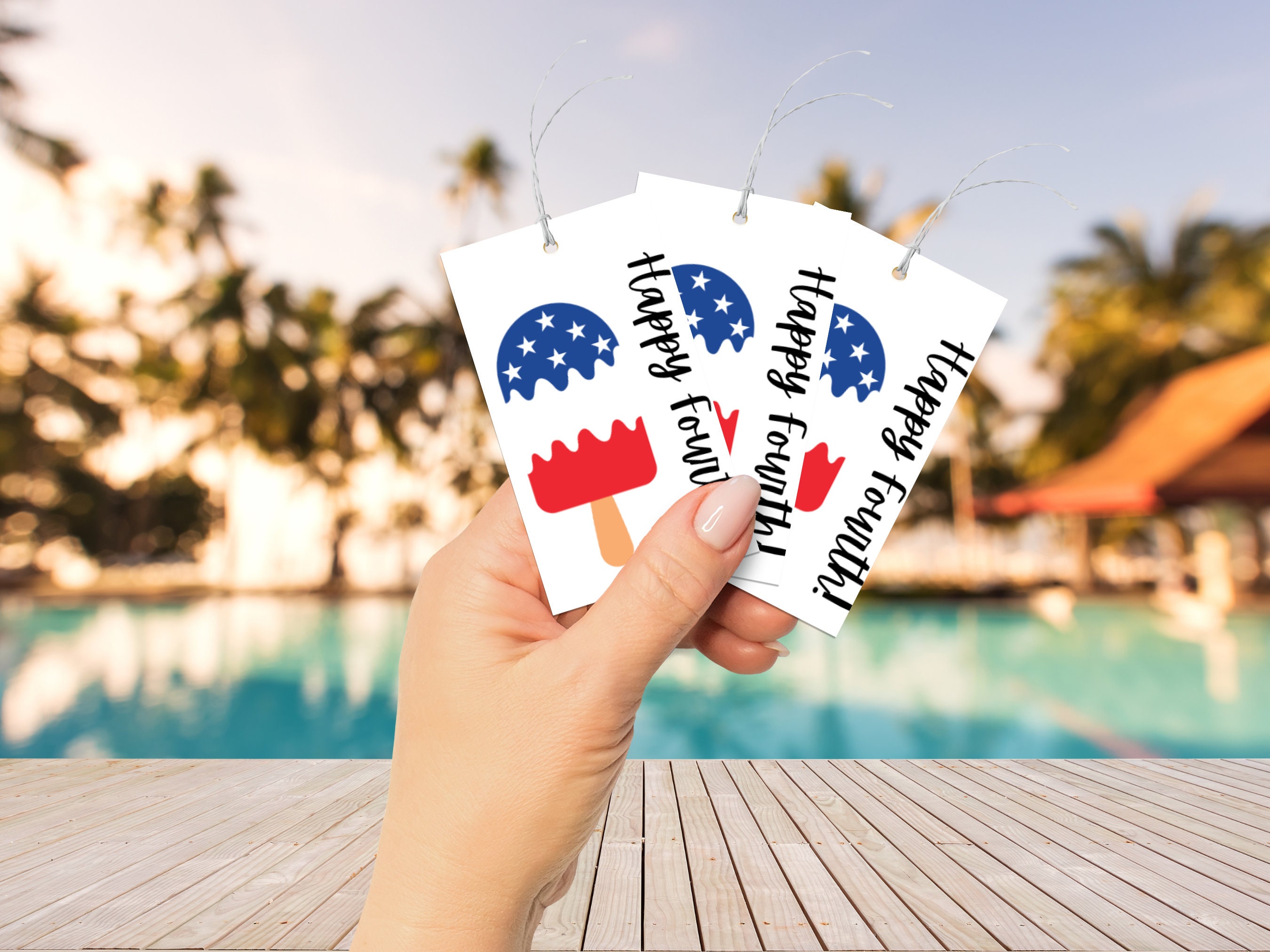 Printable Party Favor Tag - "happy Fourth!" With Red, White, and Blue ...