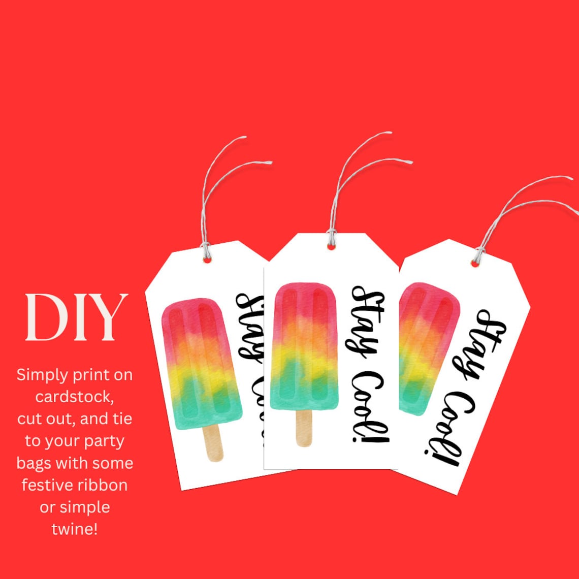 Printable Rainbow Popsicle Party Favor Tags - Stay Cool - Etsy