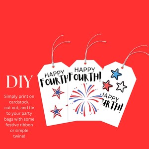 Printable Fourth of July Party Favor Tags - Happy Fourth! - Etsy
