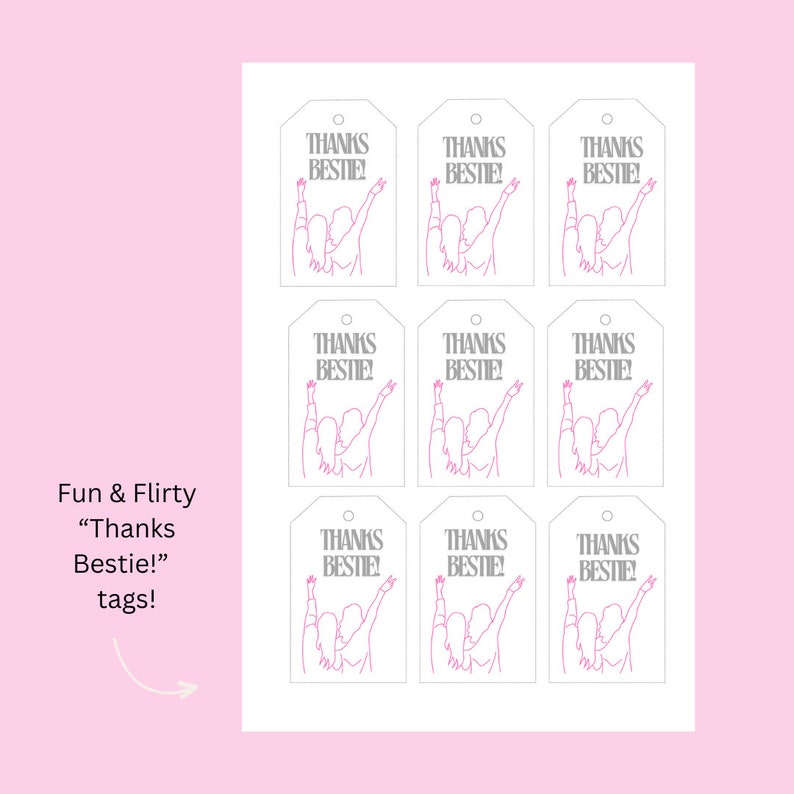 Instant Download Printable Party Favor Tags - "thanks Bestie!" - Etsy